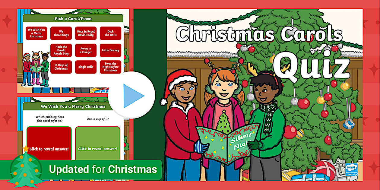 Christmas Carols Quiz PowerPoint for Kids (teacher made)