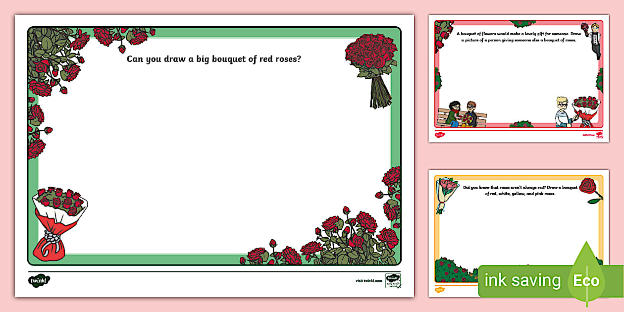 Rose Bouquet Drawing Prompts (teacher made) - Twinkl