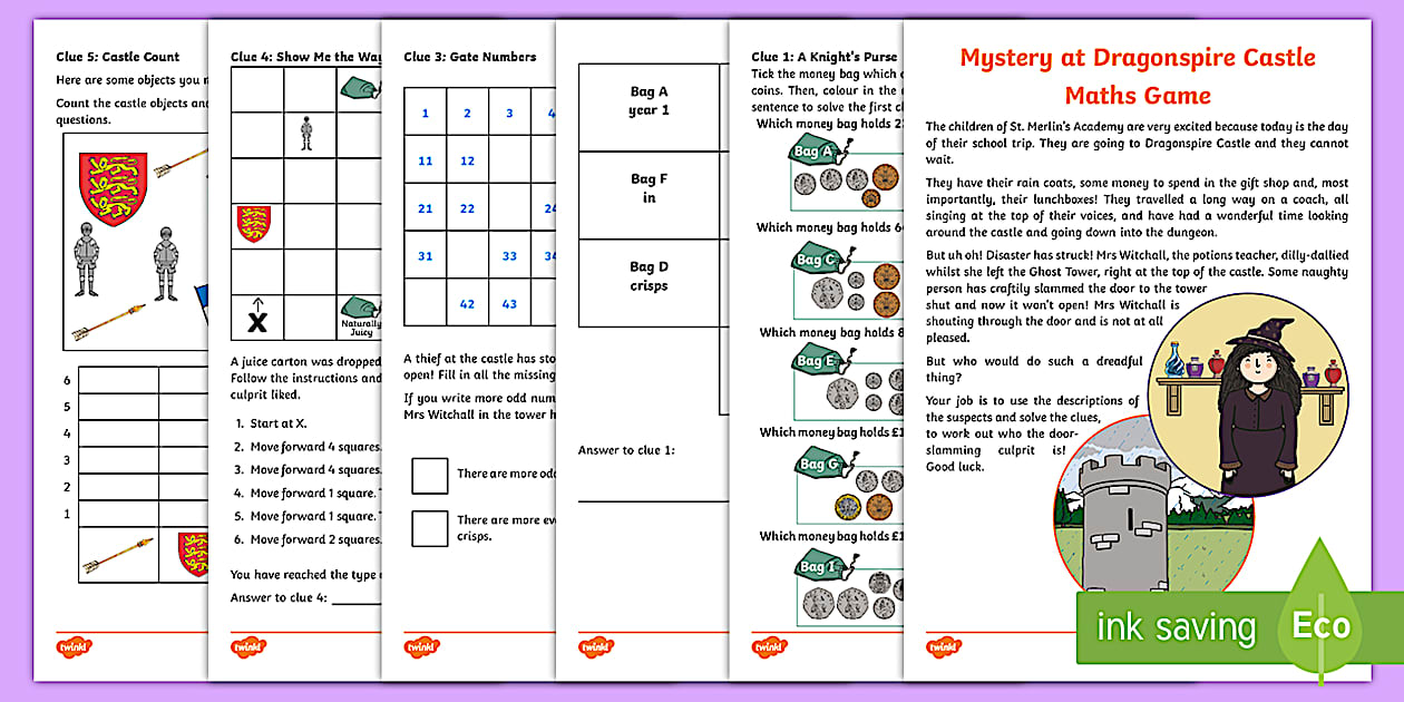 Editable Mystery at Dragonspire Castle Maths Game - Twinkl