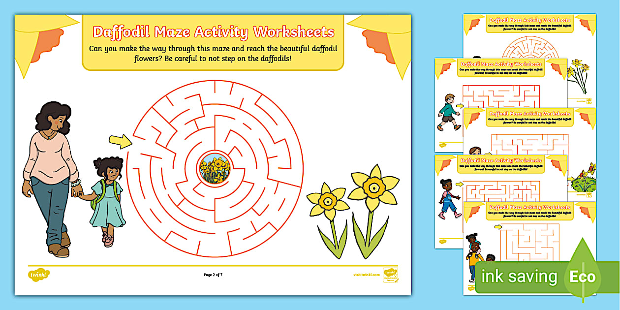 Delightful Daffodil Maze Activity Worksheets | Twinkl | KS1