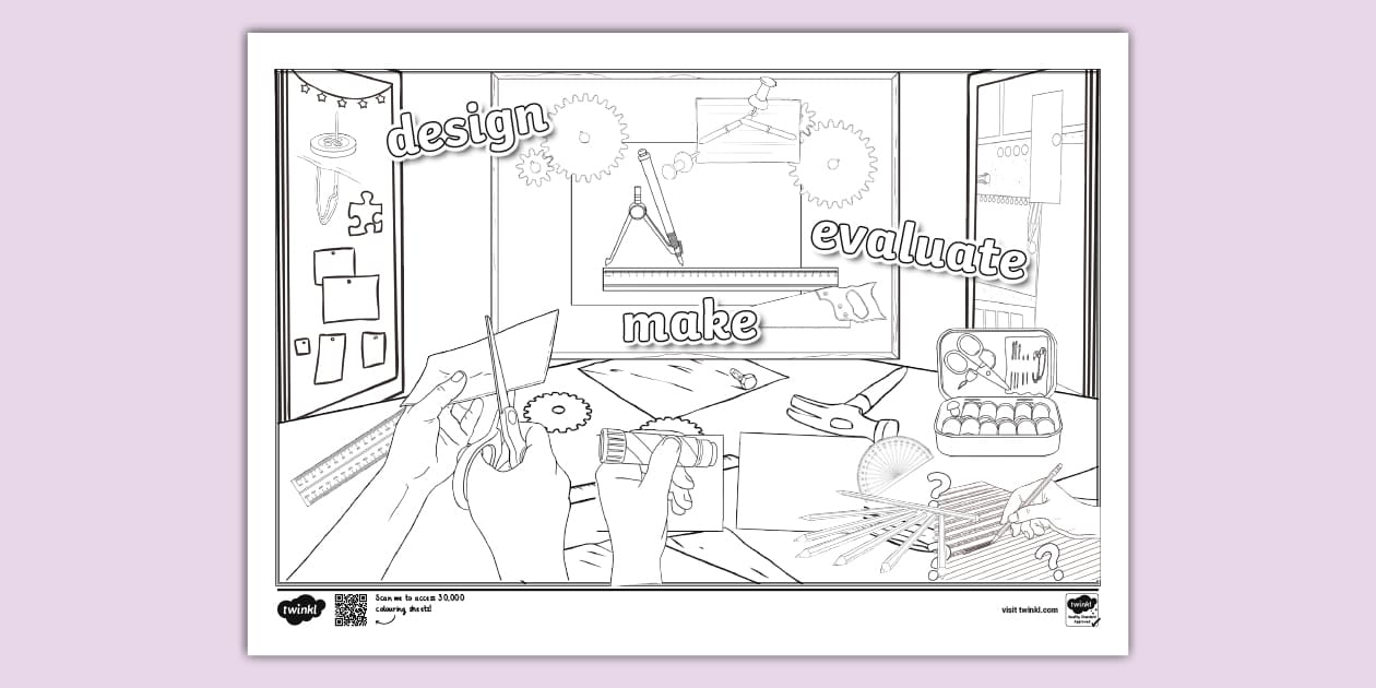 Design, Make and Evaluate Colouring Page (teacher made)