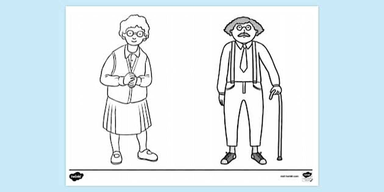 Old Age Colouring Sheet | Teaching Resources | Twinkl