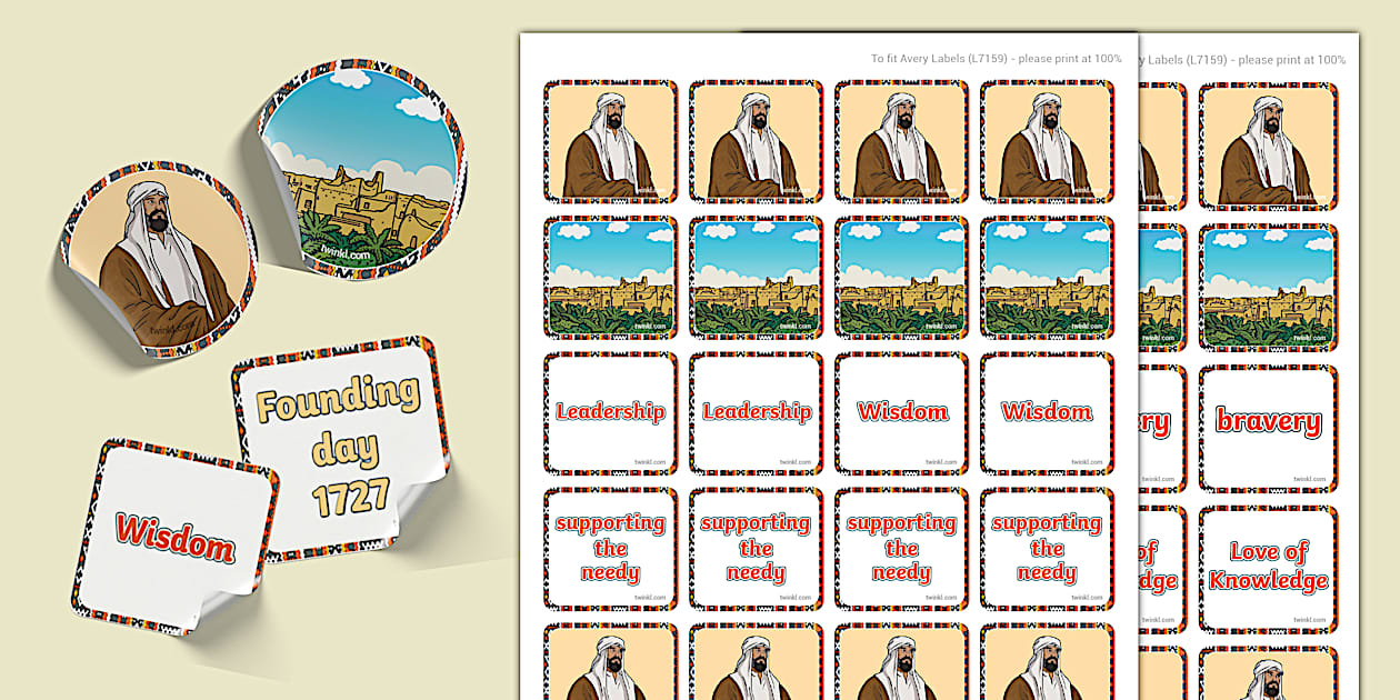 Founding Day Stickers - Imam Mohammad Bin Saud - Twinkl