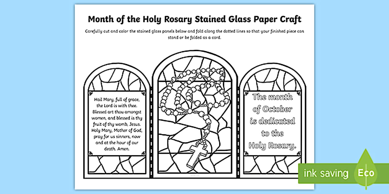 The Month Of The Holy Rosary Stained Glass Paper Craft