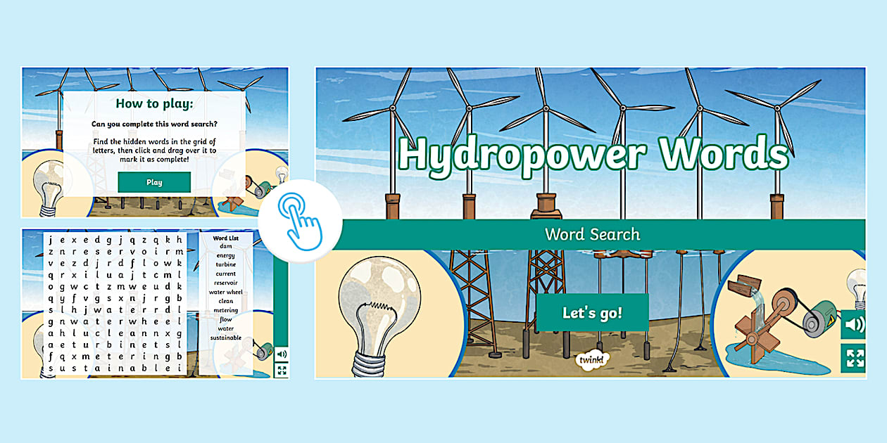 Hydropower Words Word Search (teacher made) - Twinkl
