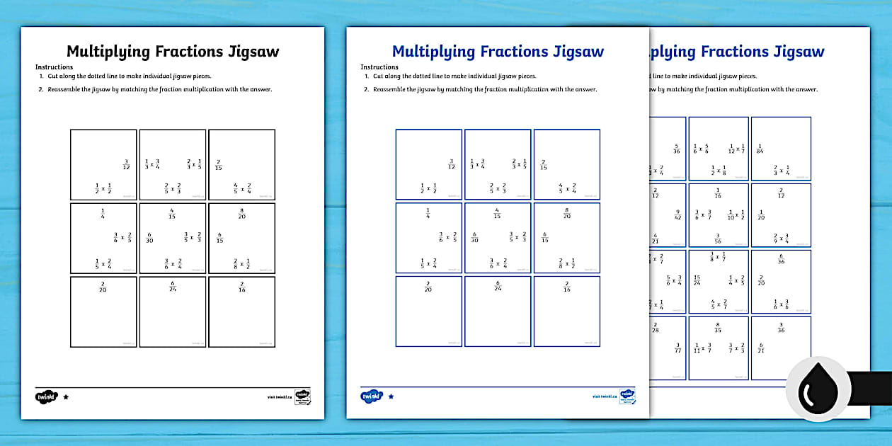 Multiplying Fractions Puzzle (Teacher-Made) - Twinkl