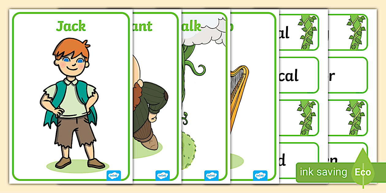 Editable Jack And The Beanstalk Character Describing Words Matching Activity