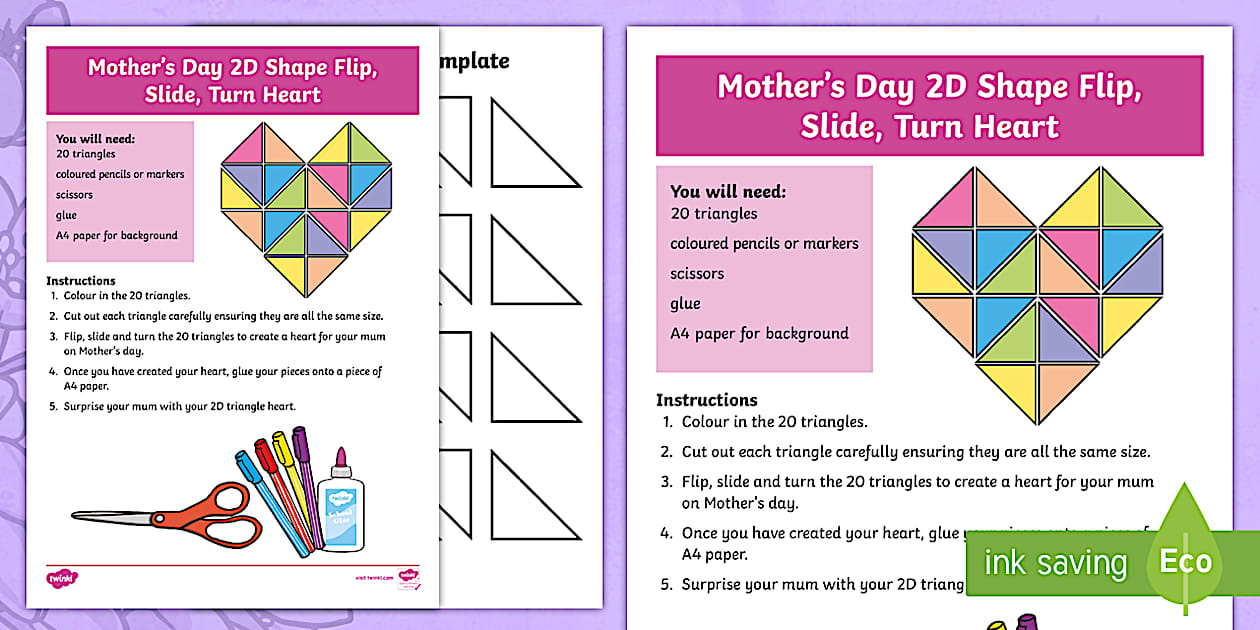 A Happy Mother's Day Heart | Geometry | Twinkl Resources