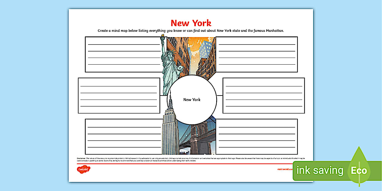 New York Mind Map,New York (teacher made) - Twinkl
