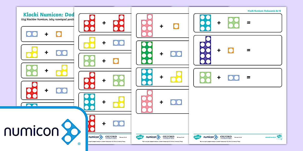Klocki Numicon | Dodawanie do 10 - Twinkl