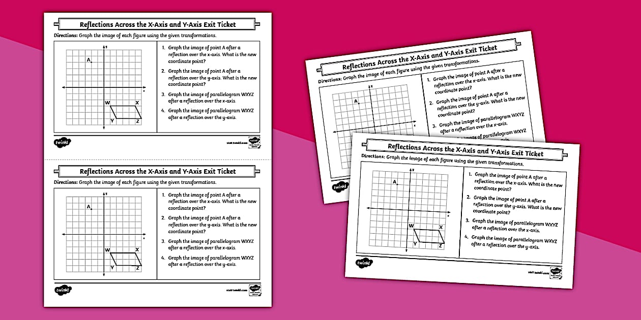 Eighth Grade Reflections Across the X-Axis and Y-Axis Exit Ticket
