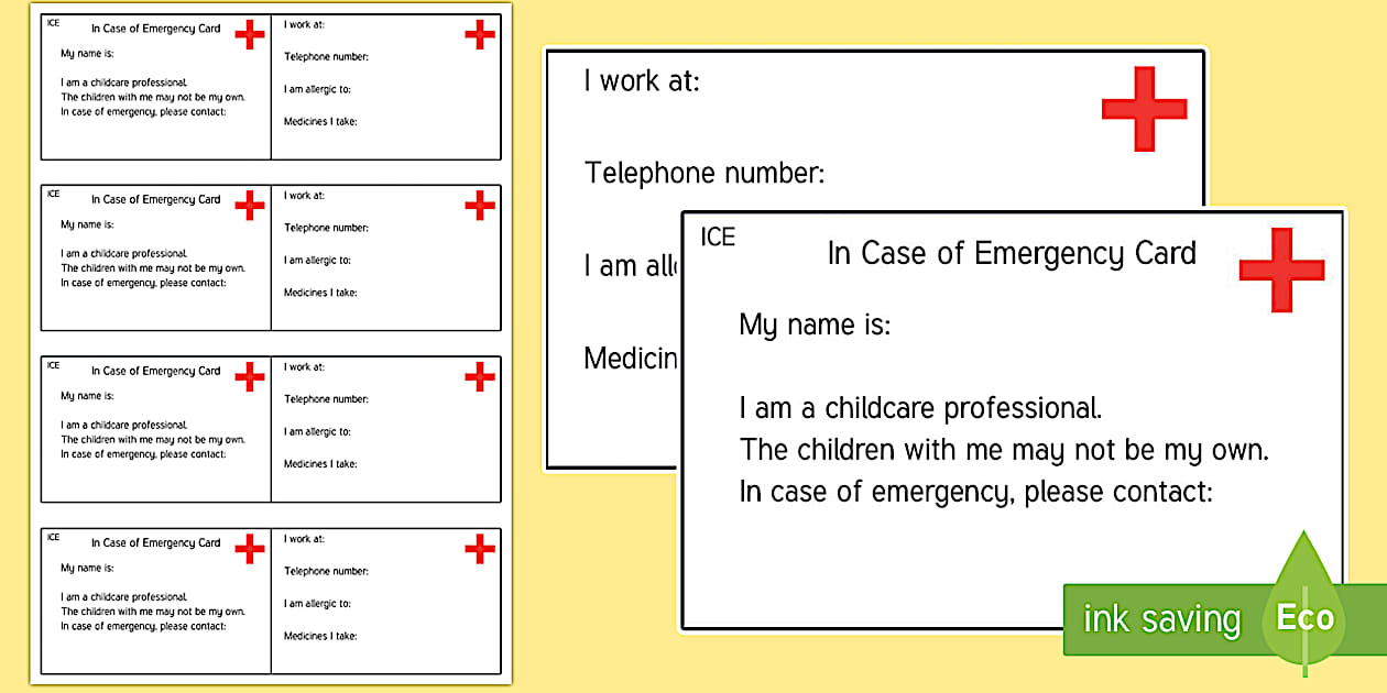 Teacher In Case of Emergency Information Cards - Twinkl