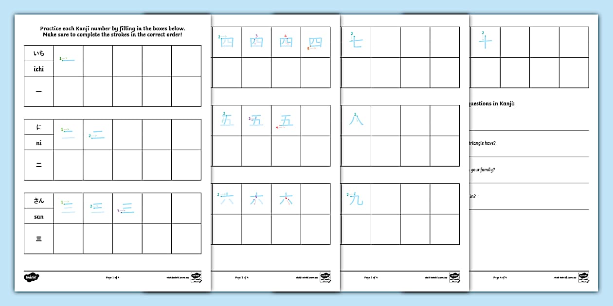 Kanji Numbers Activity Sheet - Twinkl