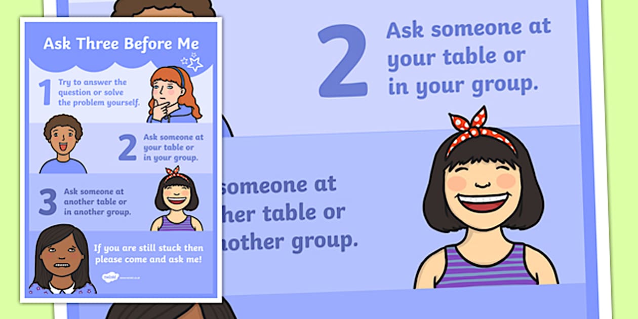 Editable Ask Three Before Me A4 Display Poster - Twinkl
