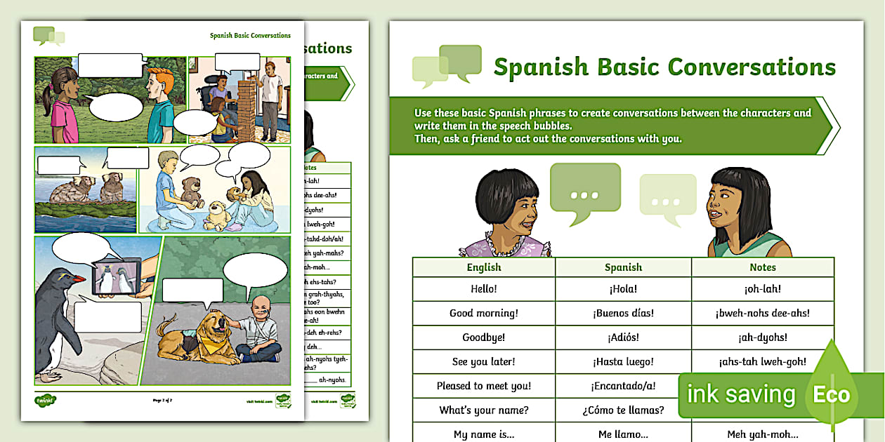 👉 Spanish: Basic Conversations Activity Sheet - Twinkl