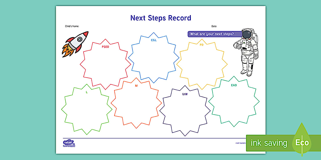 EYFS Space-Themed Next Steps Record (teacher made) - Twinkl