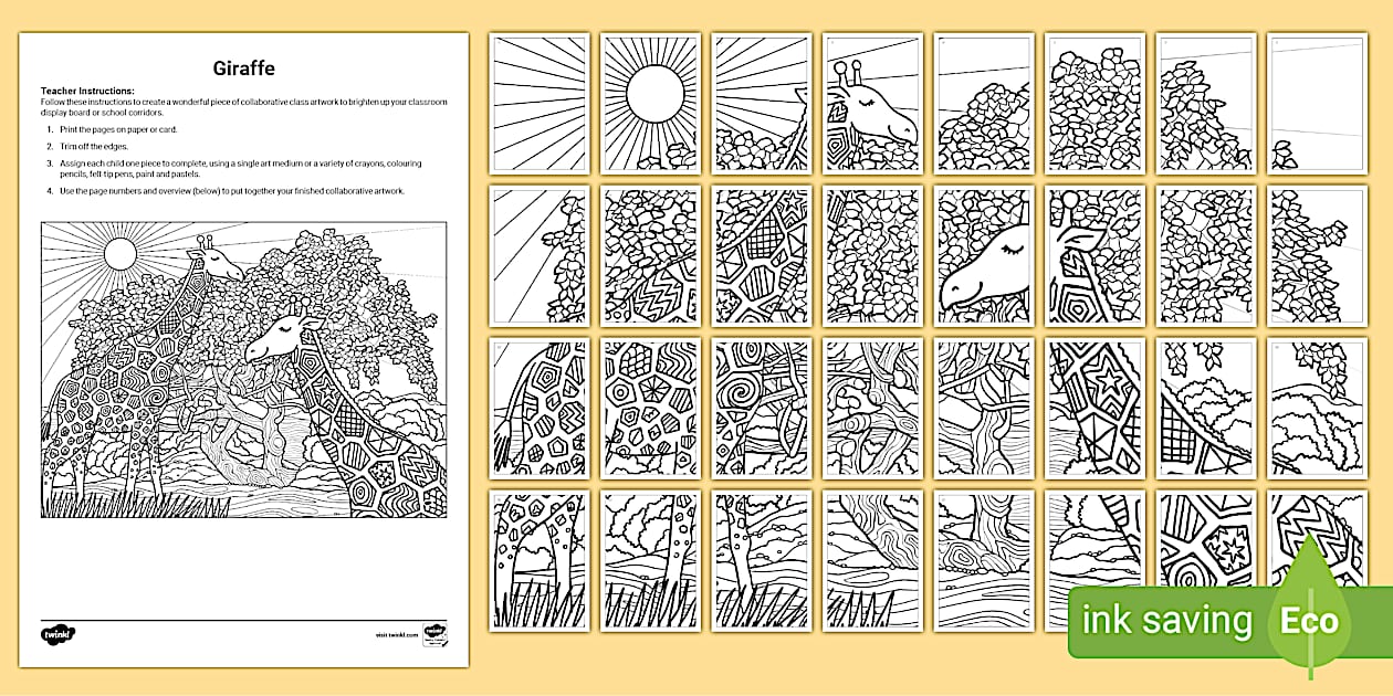 Giraffe Mindfulness Collaborative Colouring Activity Pack