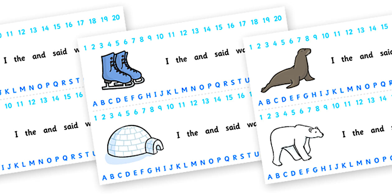 Combined Alphabet and Number Strips (Winter) (teacher made)