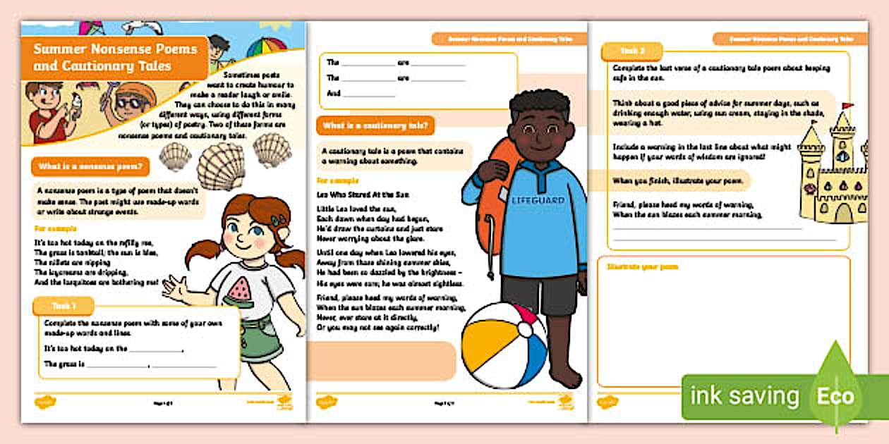 Activity Summer Nonsense Poems and Cautionary Tales - Twinkl
