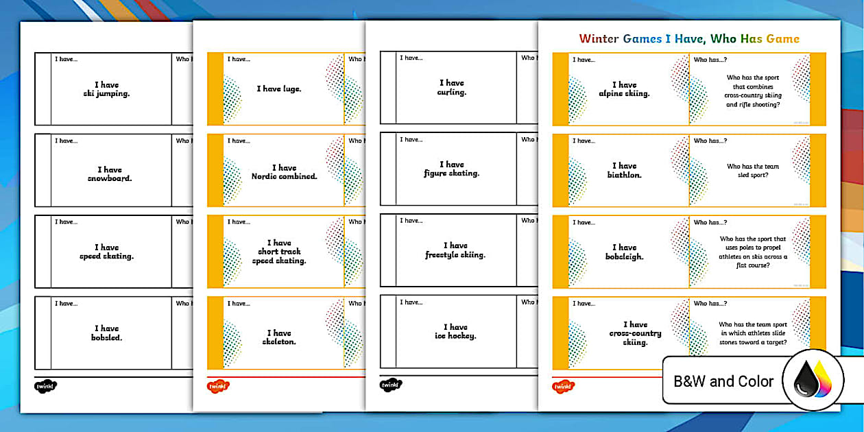 Winter Games I Have, Who Has Game (teacher made) - Twinkl