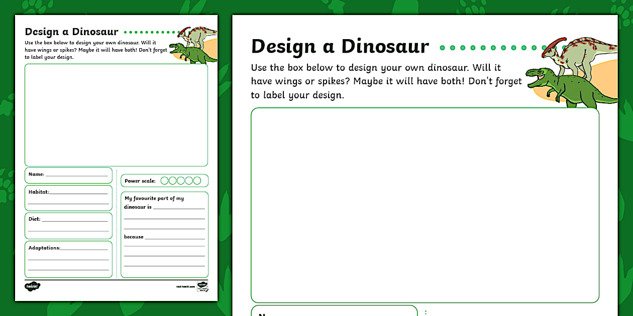 Design a Dinosaur Worksheet (teacher made) - Twinkl