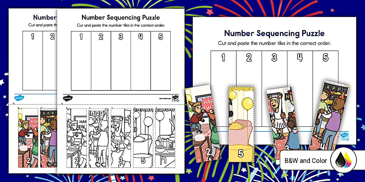 * NEW * New Year's Eve 1-5 Number Sequencing Puzzle