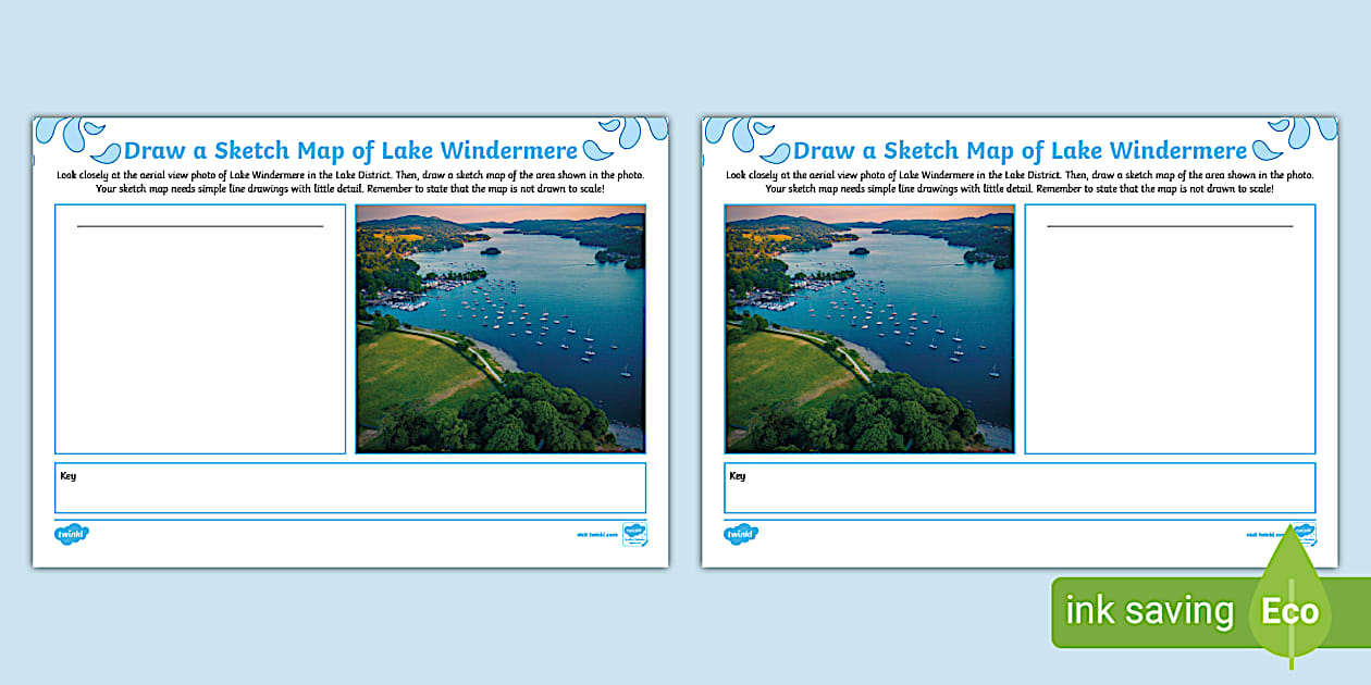 Draw a Sketch Map of Lake Windermere Worksheet - Twinkl