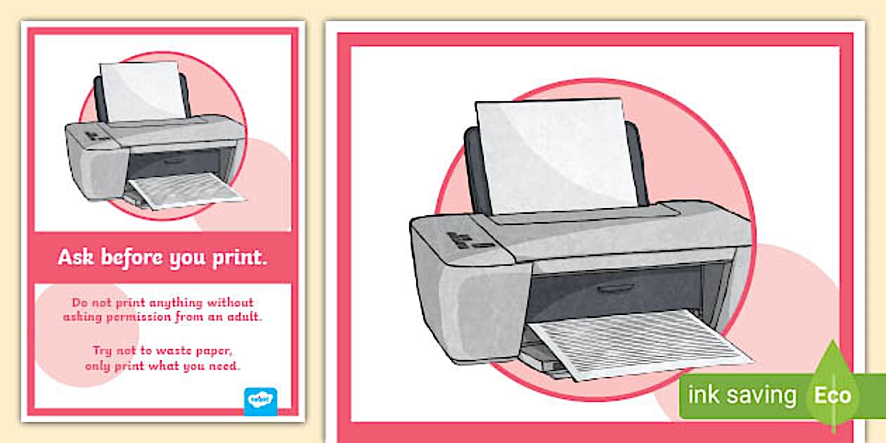 Computing Area Reminder Poster Ask Before You Print - Twinkl