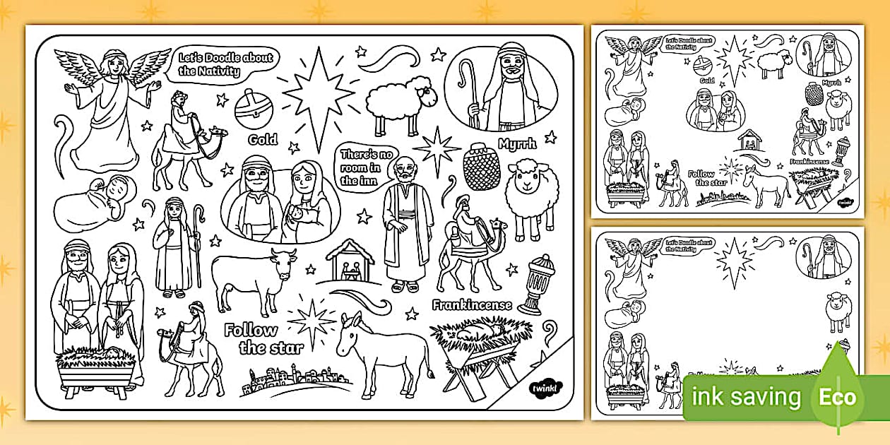 Let's Doodle About the Nativity Colouring Pages - Twinkl