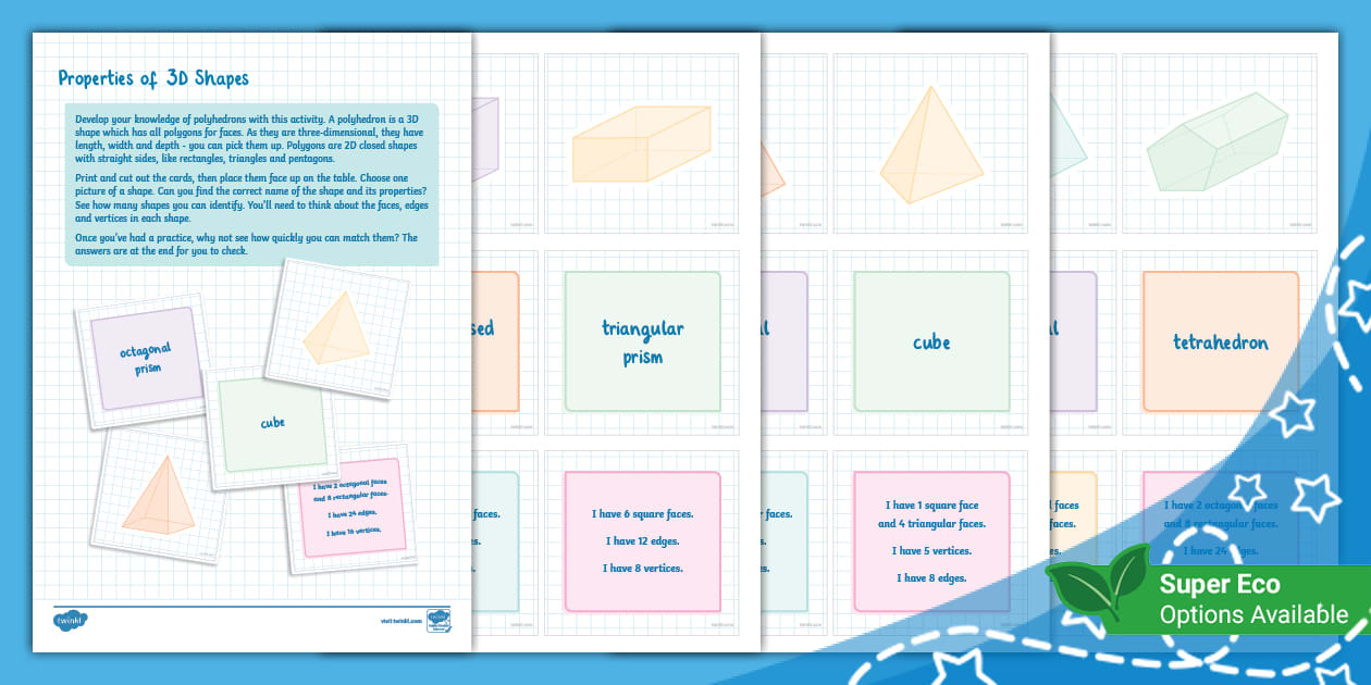 👉 3D Shapes: What am I? (Ages 7 - 8)