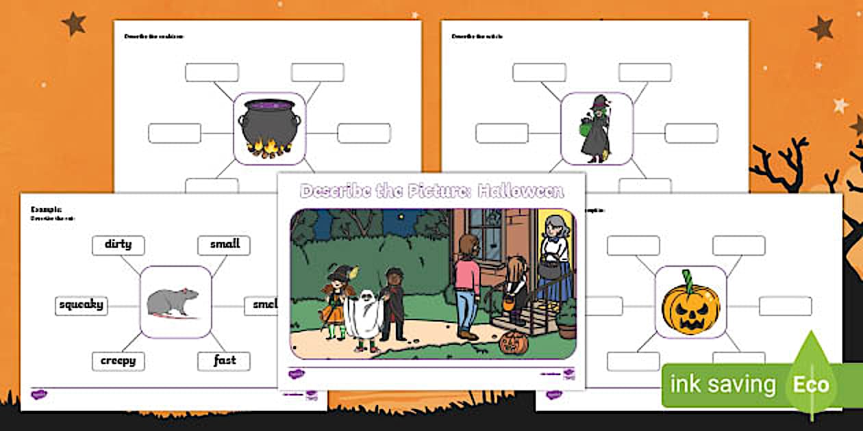 Describe the Picture Halloween Writing Frame - Twinkl