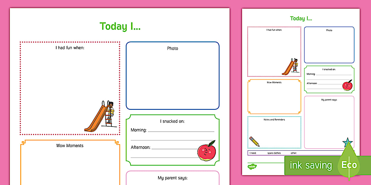 Editable Today I... Daily Diary for Preschoolers Record