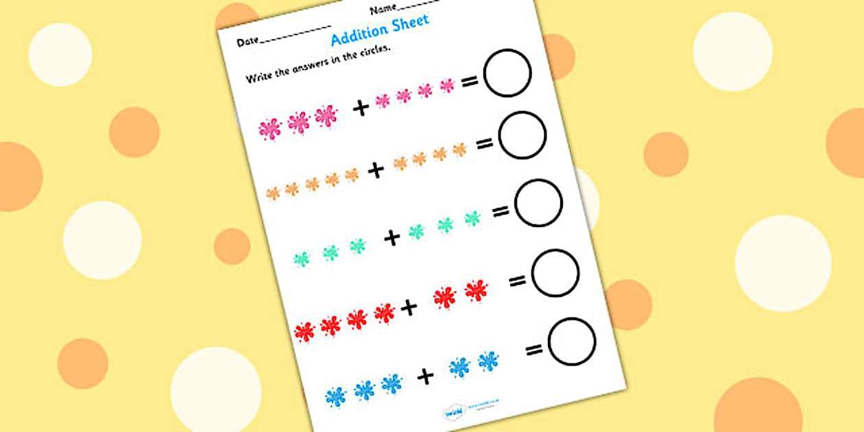 Splat Addition Worksheet - Twinkl