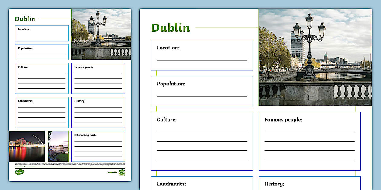 Dublin Fact File Template (teacher made) - Twinkl