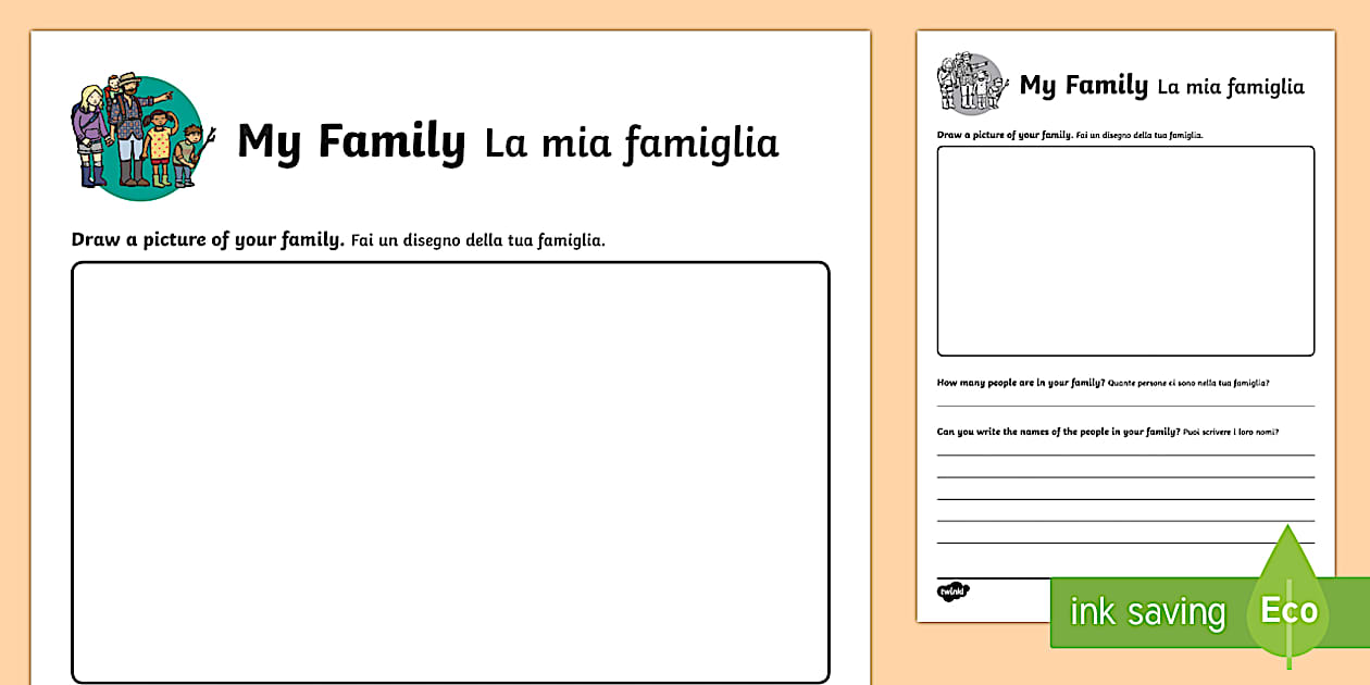 All About My family Worksheet / Worksheet English/Italian