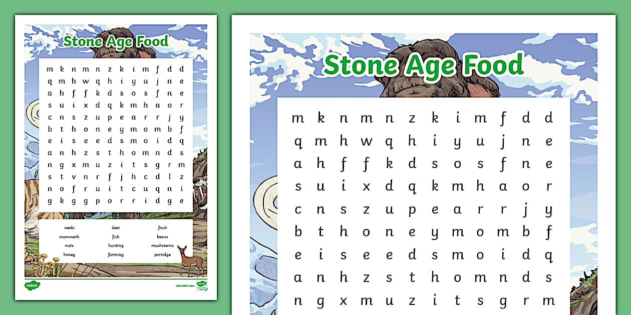 Stone Age Food Word Search (Teacher-Made) - Twinkl