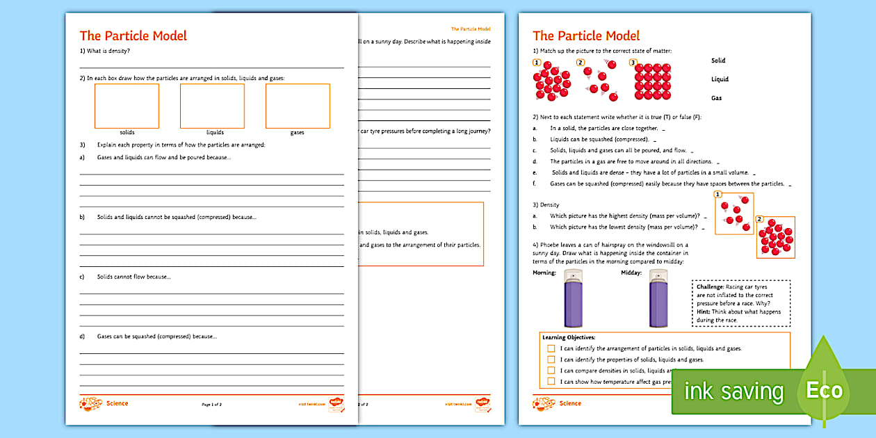 KS3 Quick Assessment: The Particle Model Worksheets - Twinkl