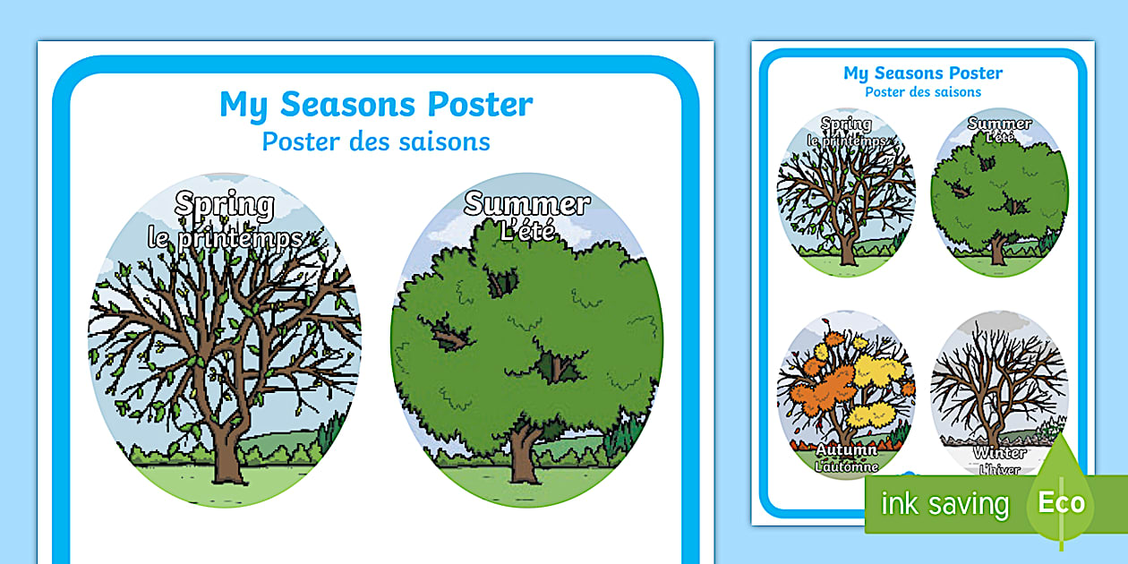 My Seasons Display Poster English/French (teacher made)