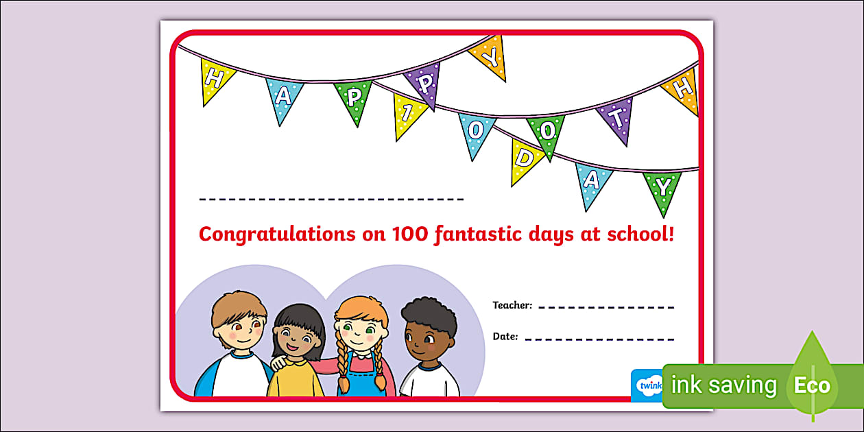 100 Days of School Award (teacher made) - Twinkl