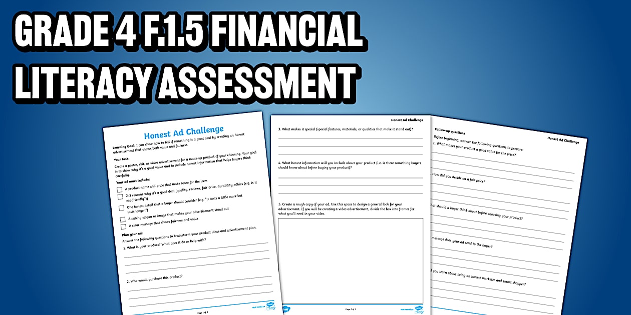 Grade 4 F.1.5 Financial Literacy Assessment