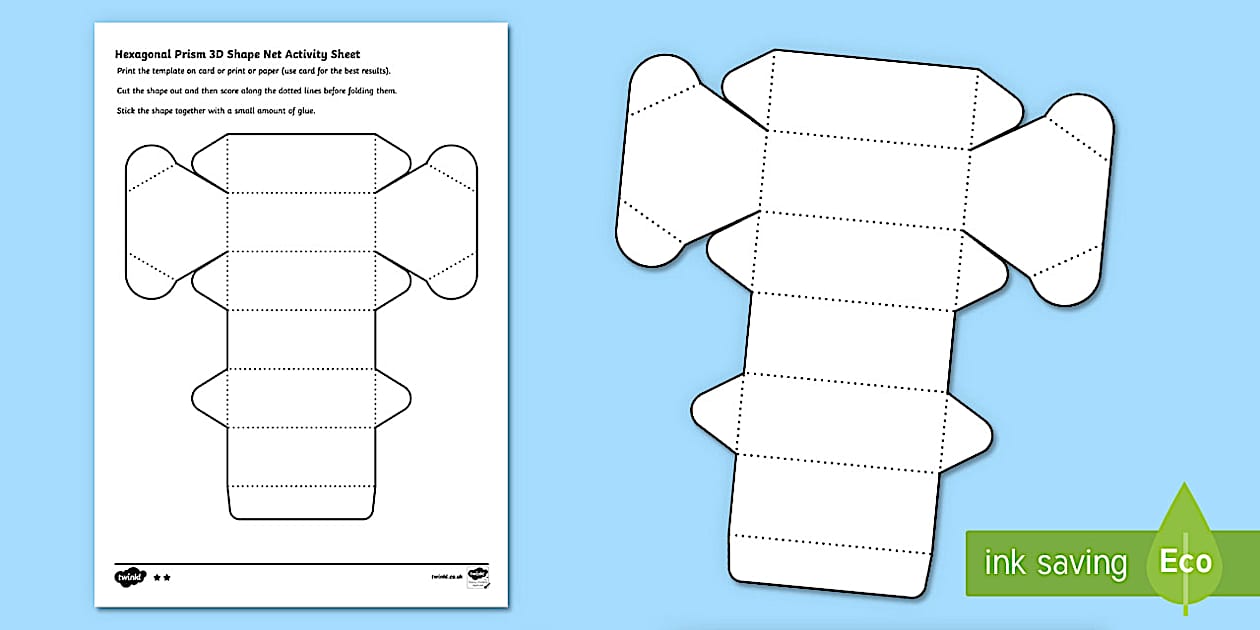 Hexagonal Prism 3D Shape Net Worksheet / Worksheet - Twinkl