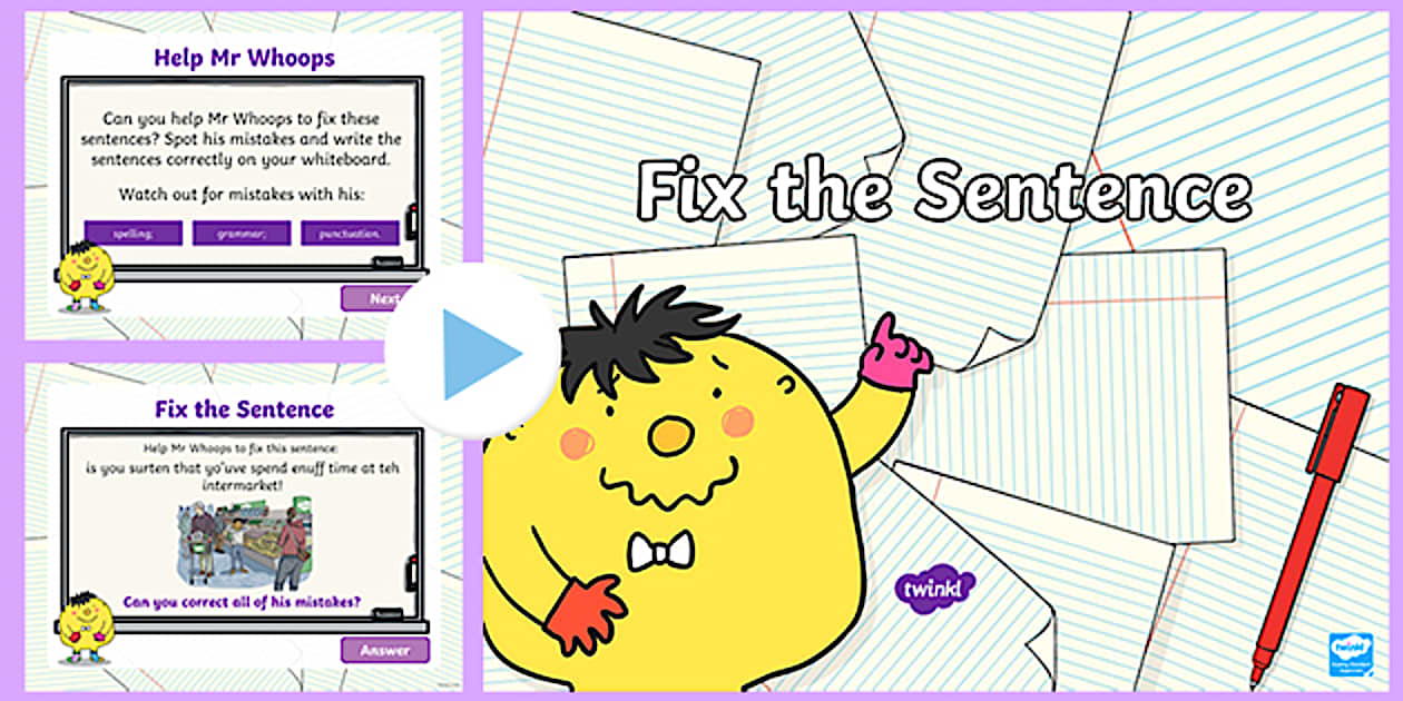 LKS2 Fix the Sentence Activity PowerPoint (Teacher-Made)