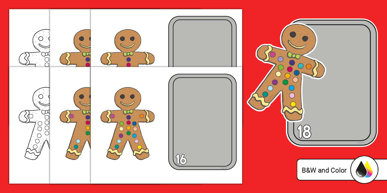 The Gingerbread Man Number and Quantity Matching Cards - matching