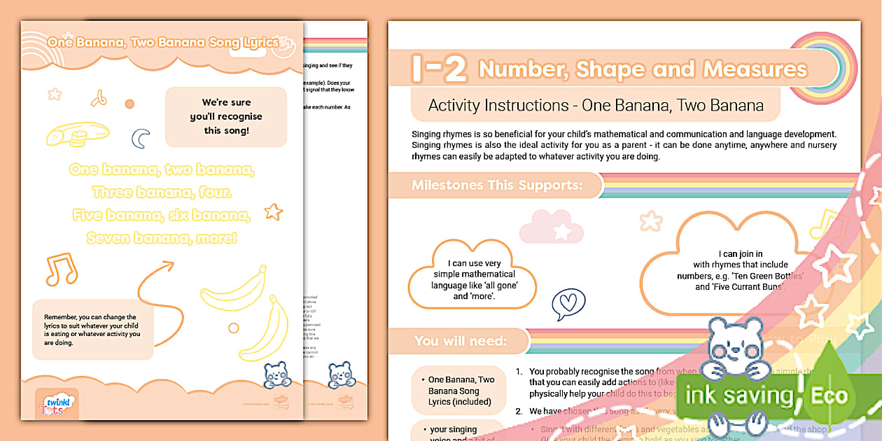1-2 Years Number Shape Measures One Banana Two Banana