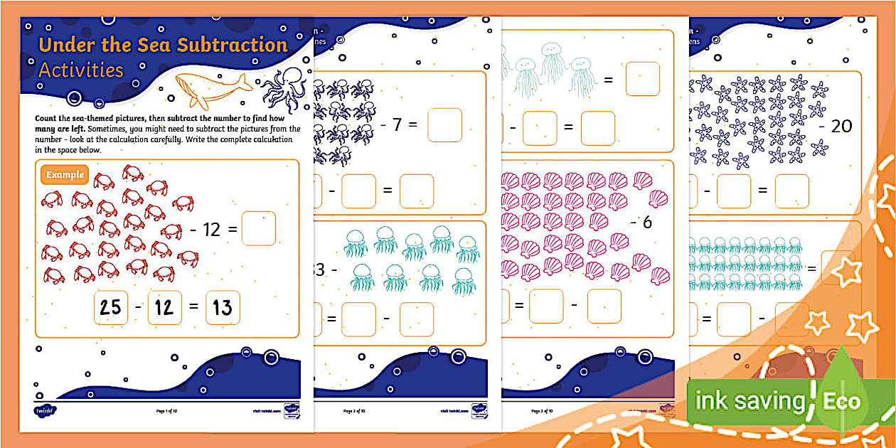 Under the Sea Subtraction Activity (Ages 6 - 7) - Twinkl