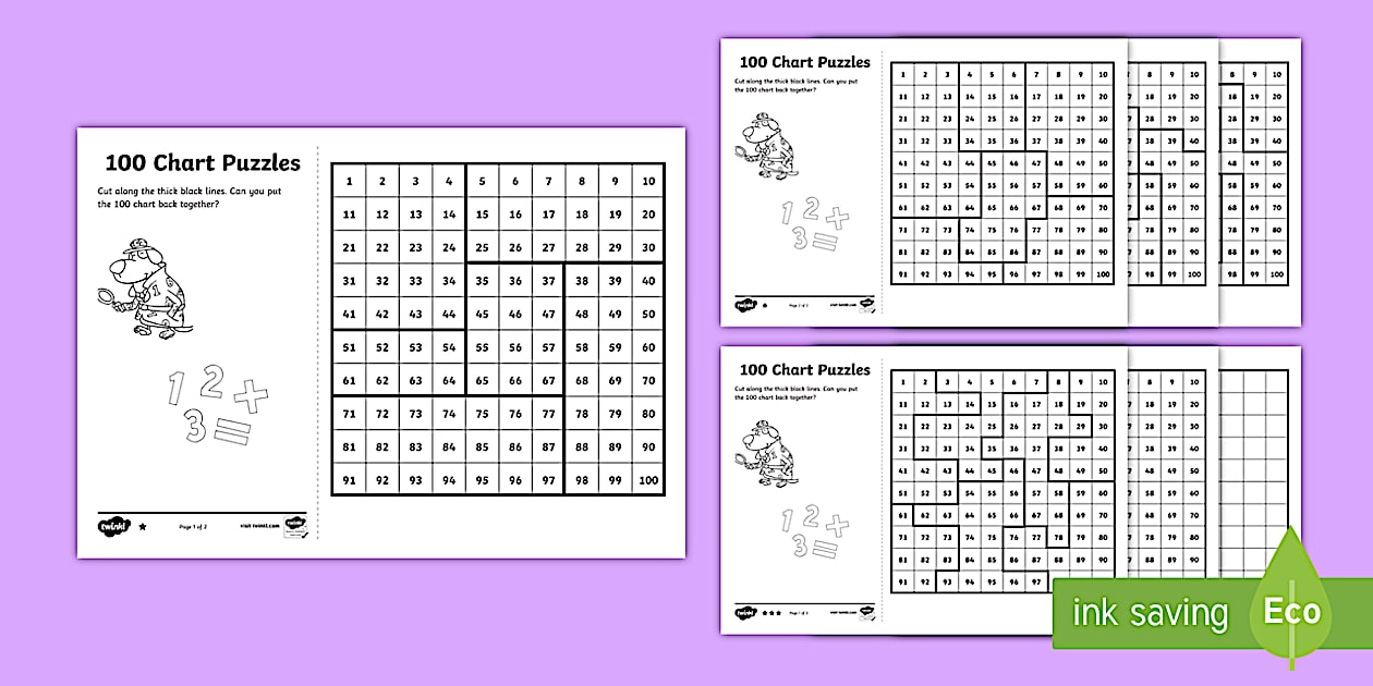 SA F-2 100 Chart Differentiated Puzzle - Twinkl