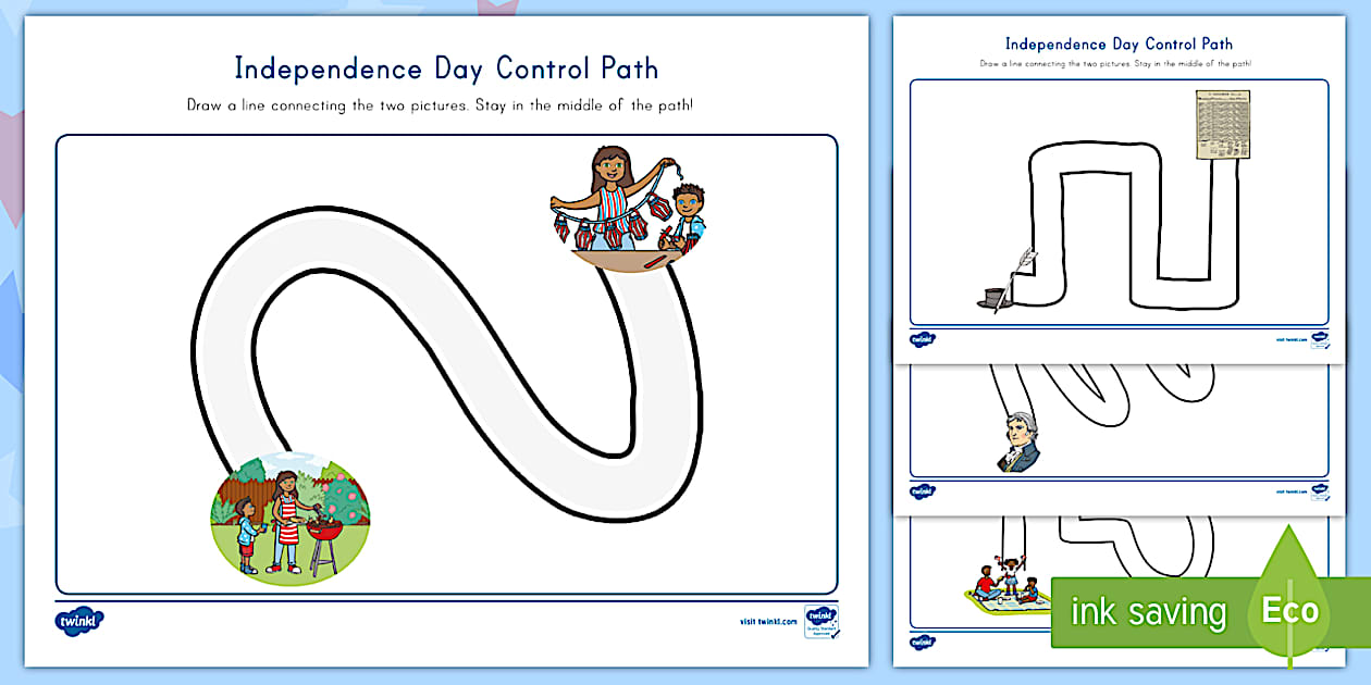4th of July Pencil Control Worksheet for Kids | Twinkl USA