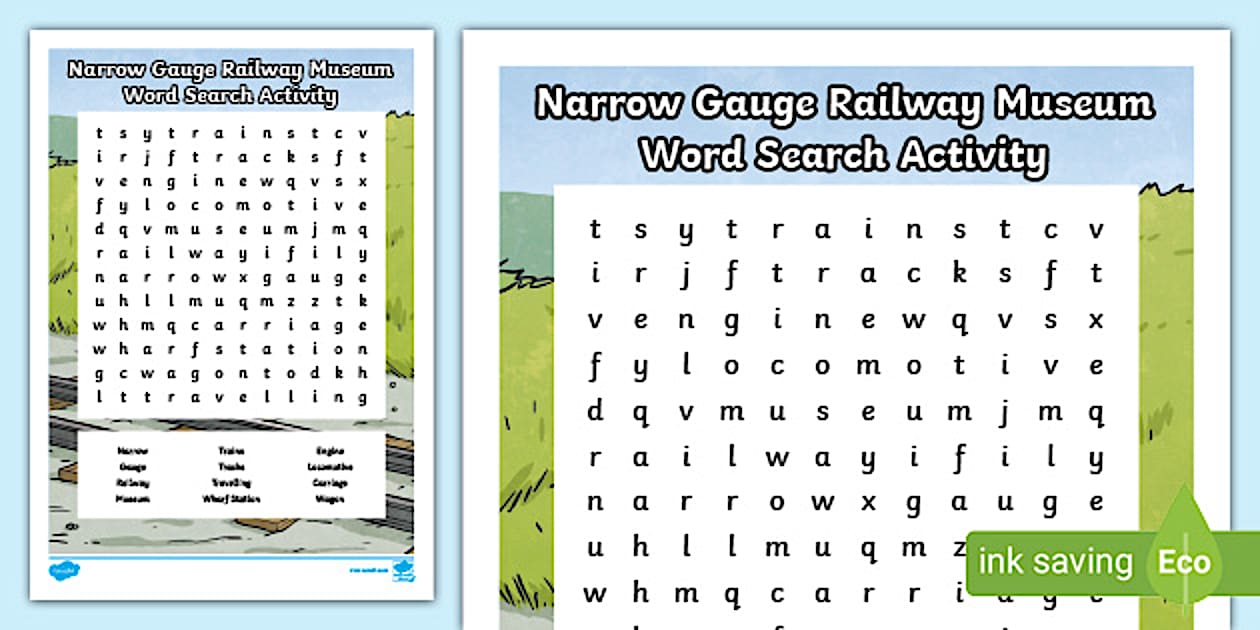 Narrow Gauge Railway Museum Word Search Activity | Twinkl