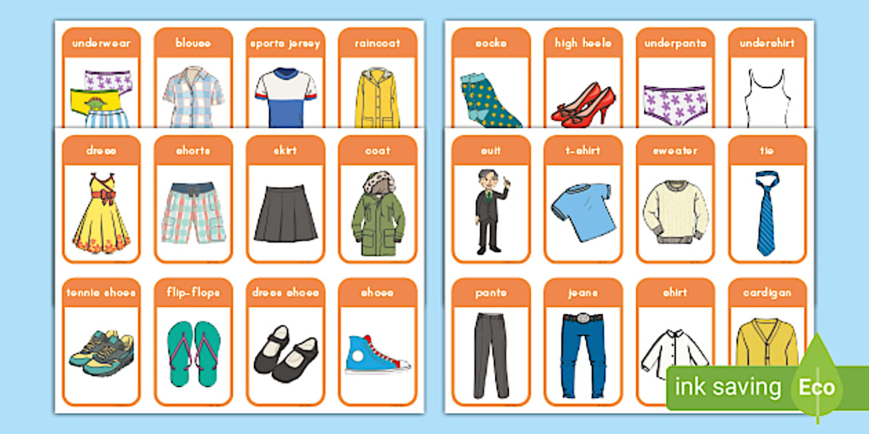 Clothes Flash Cards
