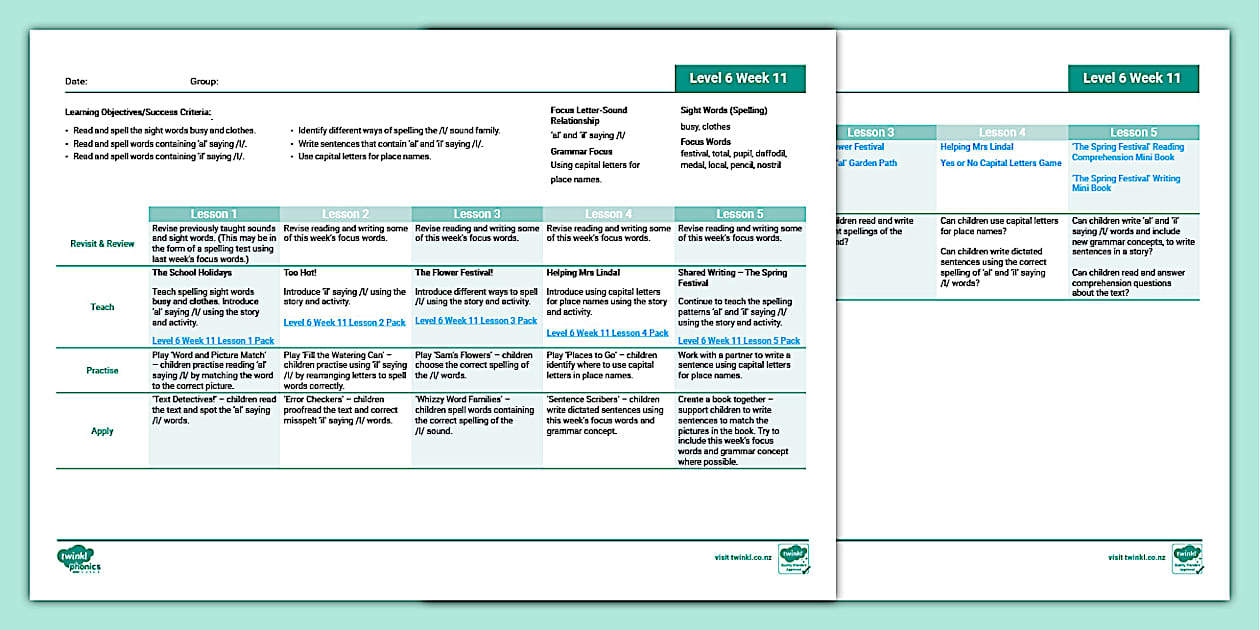 Twinkl Phonics 'il' and 'al' Lesson Plan - Level 6 Week 11